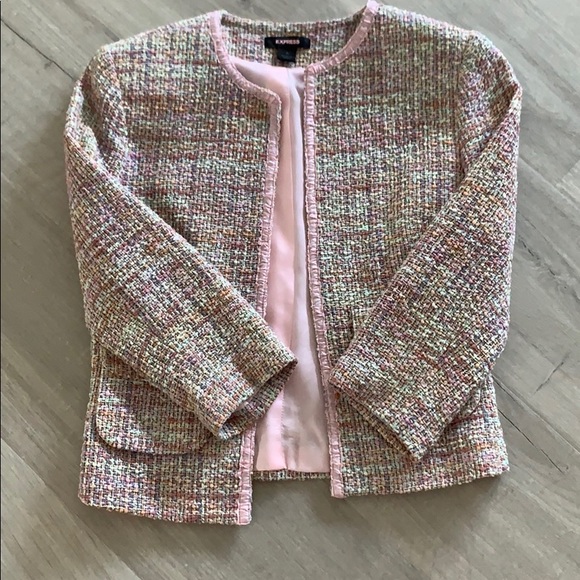 Express | Jackets & Coats | Express Pink Coco Tweed Jacket | Poshmark